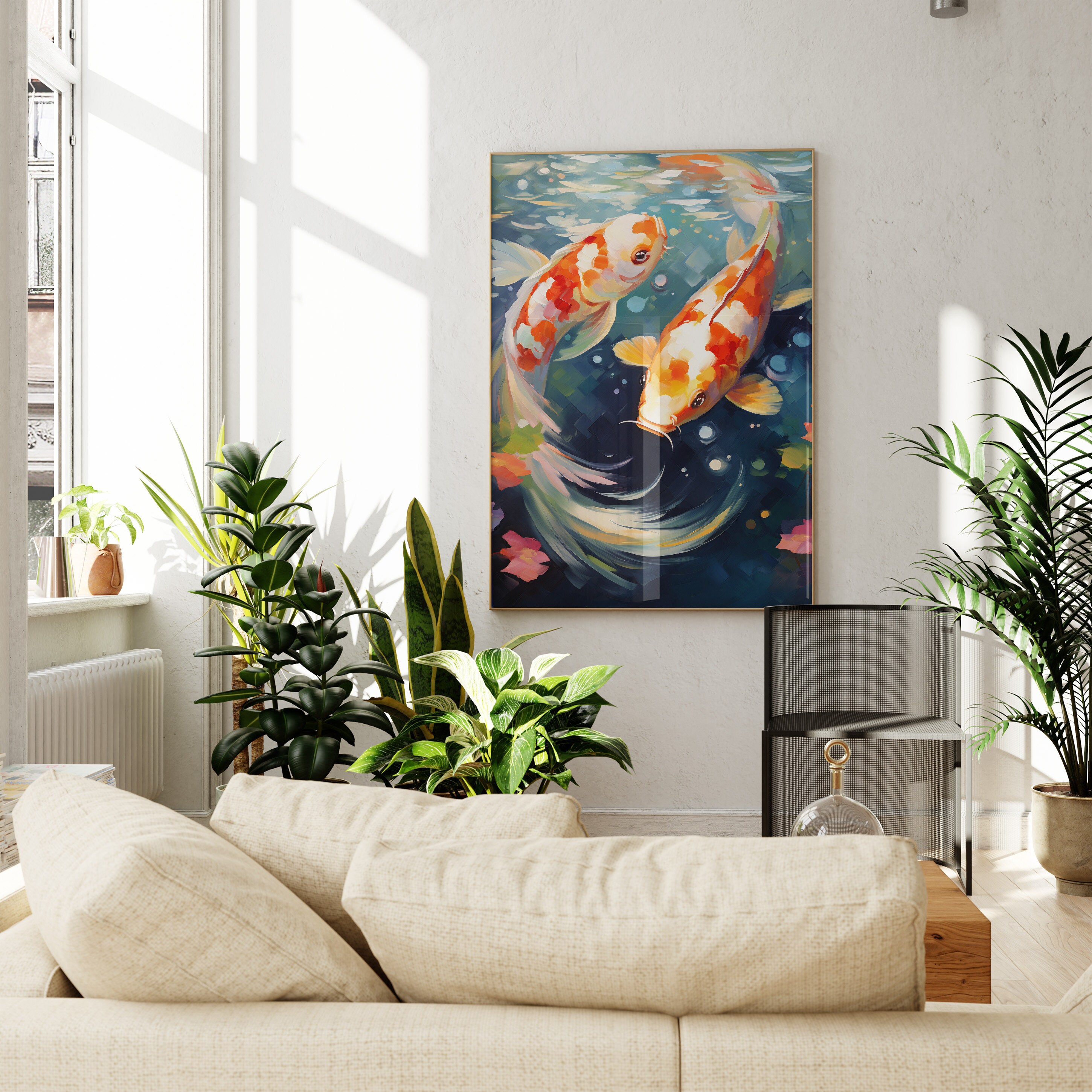 Koi Fish Poster Print Japanese Koi Fish Art Print Koi Fish Pond ...