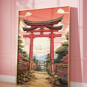 Red Tori Gate Instant Digital Download Ukiyo-e Style Japanese Art Print ...