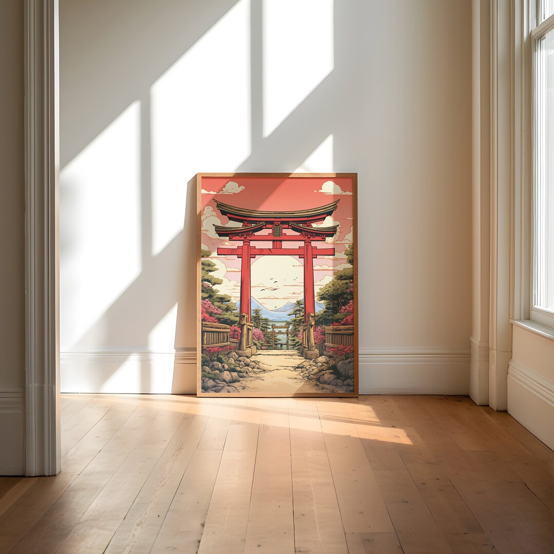 Red Tori Gate Instant Digital Download | Ukiyo-e Style Japanese Art ...
