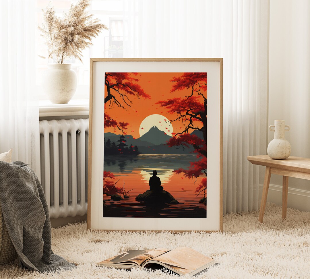 Japanese Ink Digital Download Art Print | Ukiyo-e Inspired Haiku Scene ...