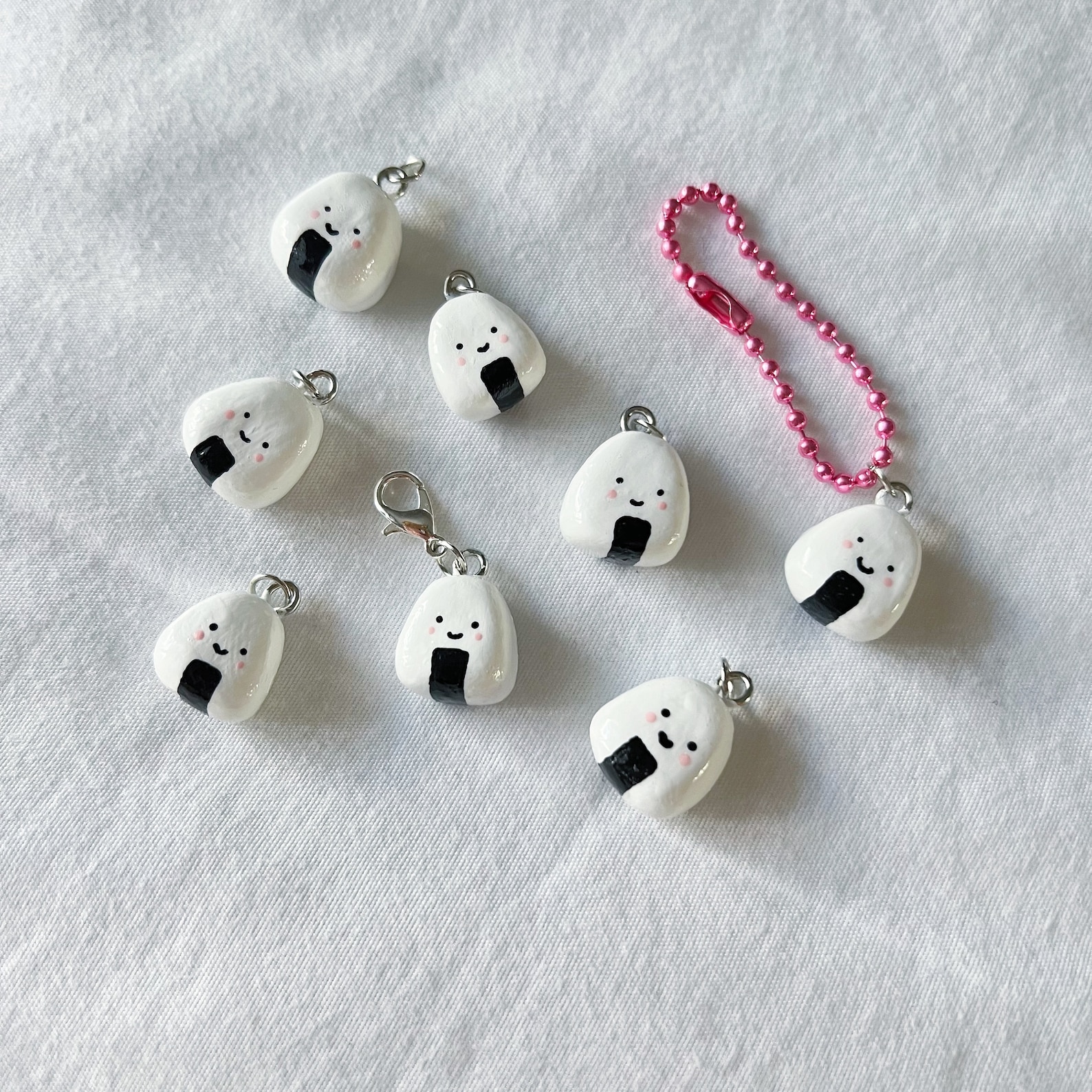 TINY ONIGIRI CHARM! Handmade Kawaii Mini Clay Onigiri Keychain! - Etsy