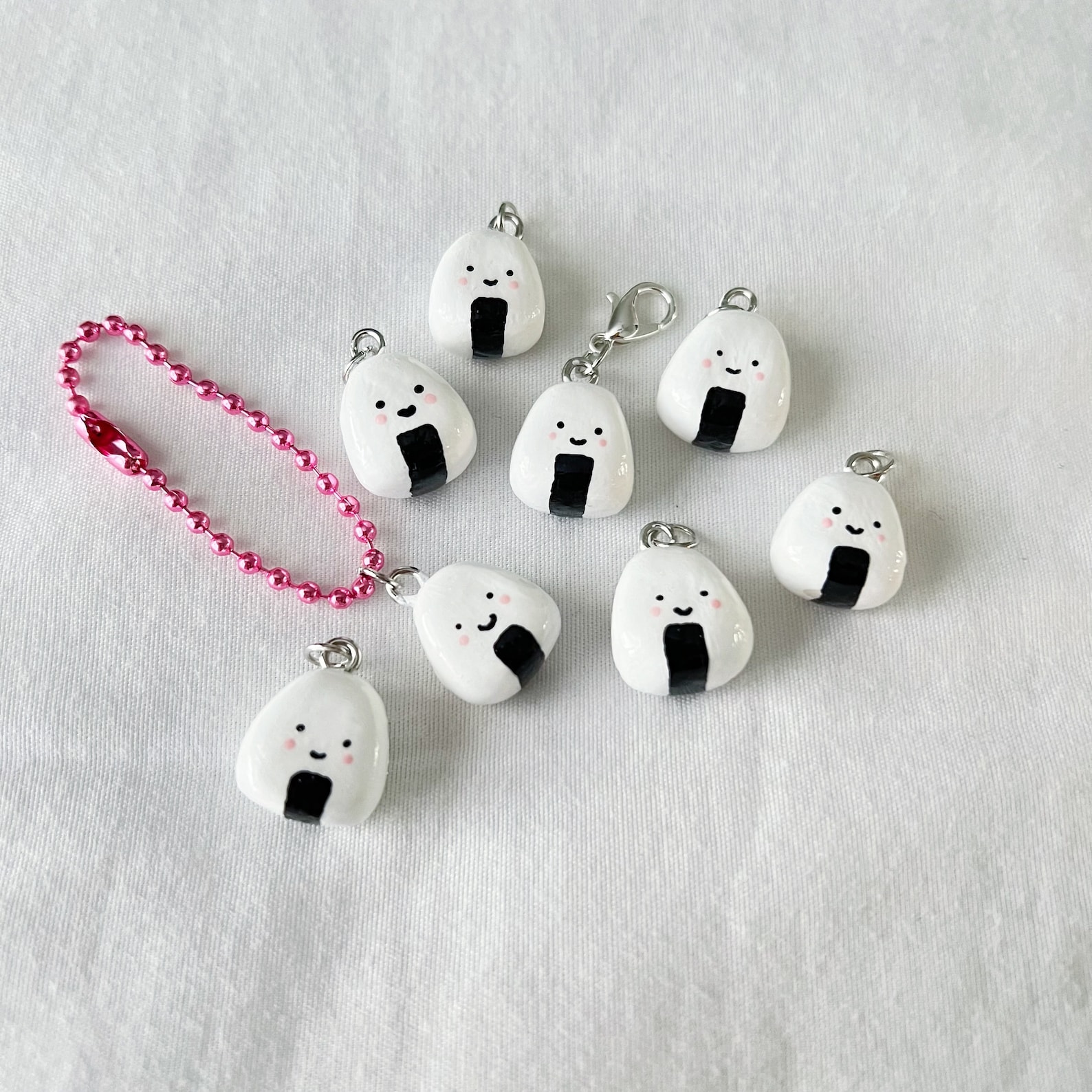 TINY ONIGIRI CHARM! Handmade Kawaii Mini Clay Onigiri Keychain! - Etsy