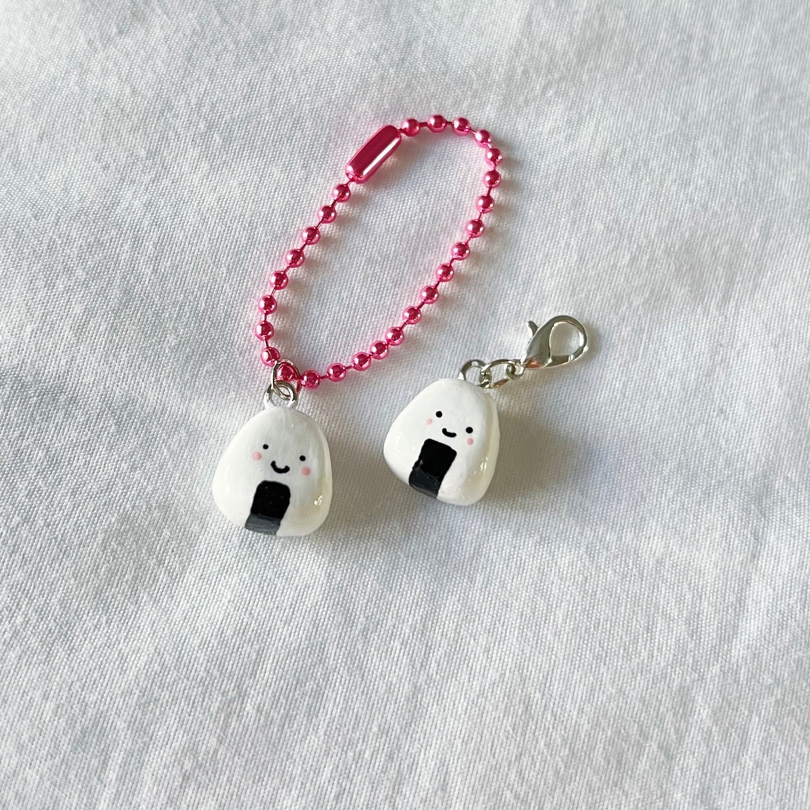 TINY ONIGIRI CHARM! Handmade Kawaii Mini Clay Onigiri Keychain! - Etsy