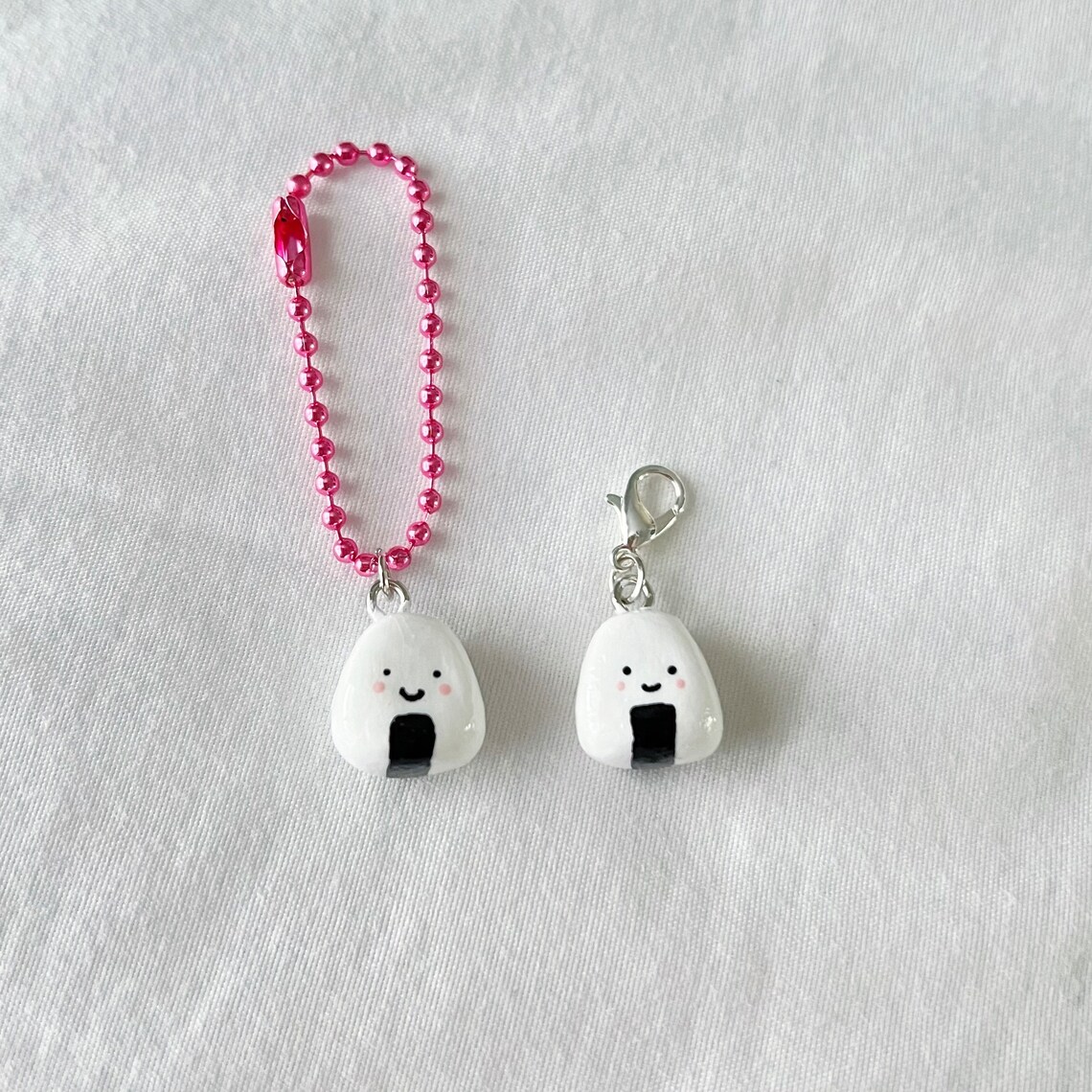 TINY ONIGIRI CHARM! Handmade Kawaii Mini Clay Onigiri Keychain! - Etsy