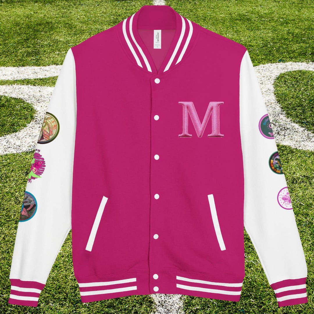 Pink Mothra Letterman Jacket | Kaiju Bomber - Etsy