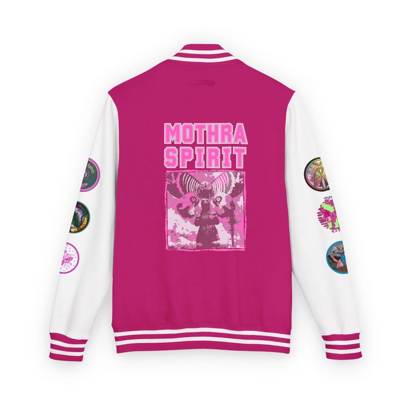 Pink Mothra Letterman Jacket | Kaiju Bomber - Etsy