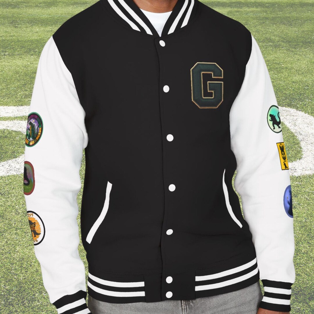 Godzilla Letterman Jacket | Monster Patch Retro, Gift for Men Admirers ...