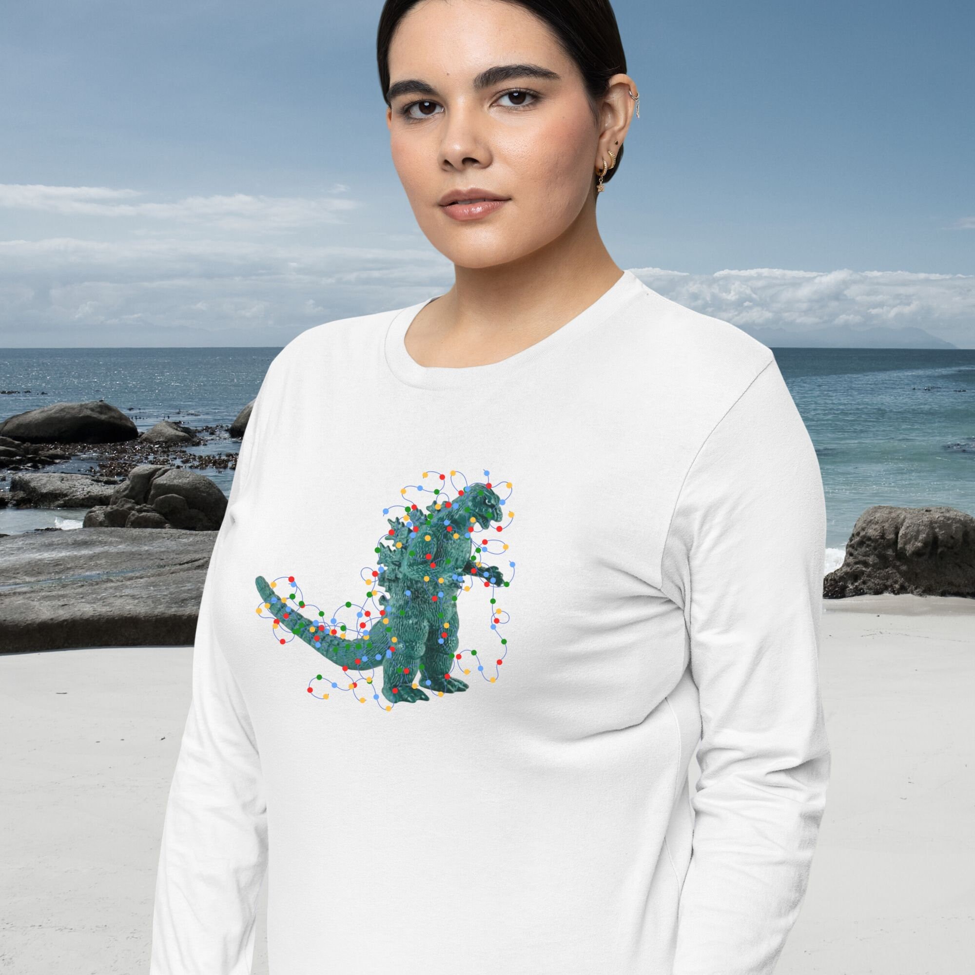 Godzilla Christmas Lights Long Sleeve T-shirt - Unisex Holiday Tee - Etsy