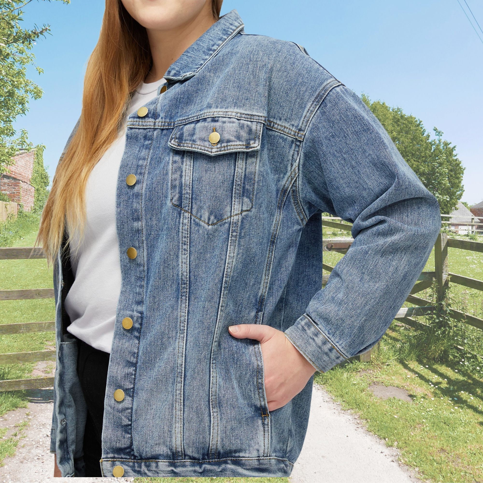 Godzilla Breathing Flowers Denim Jacket, Gift for Anyone, Gift for ...