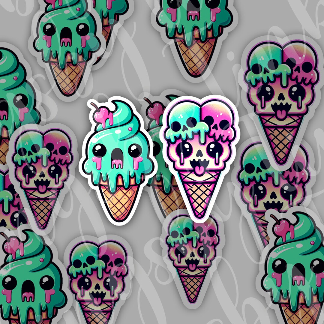 Kawaii Ice Scream Cone Stickers vinyl Stickers, Kawaii Stickers, Ice ...