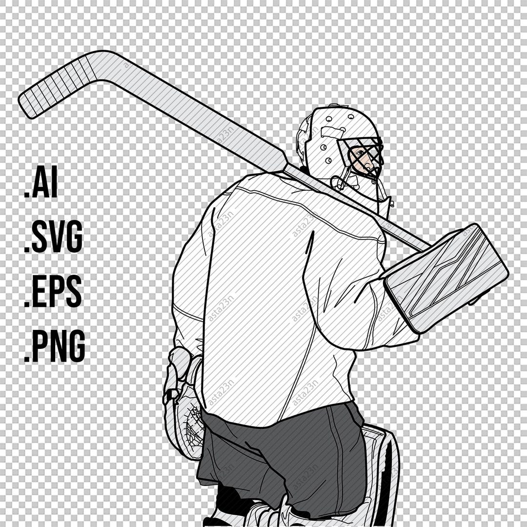 HOCKEY GOALIE Back With Stick, Goaltender, Goalkeeper Figure ...