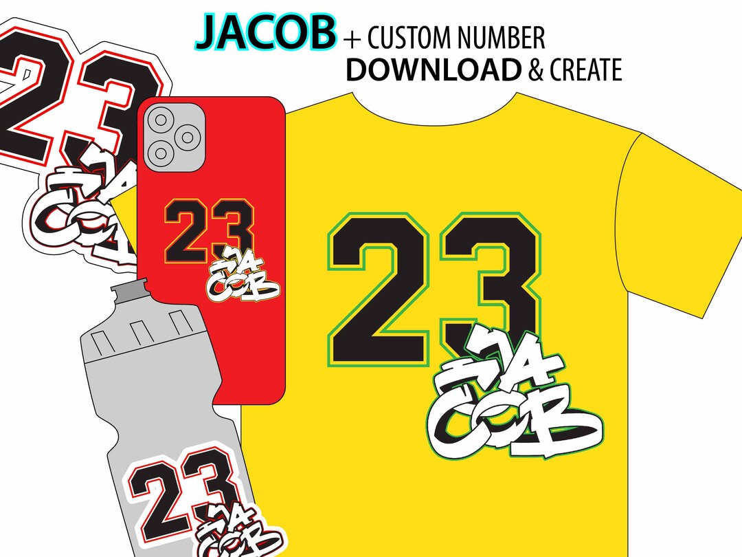 JACOB Graffiti Name With CUSTOM Team Roster NUMBER Digital - Etsy