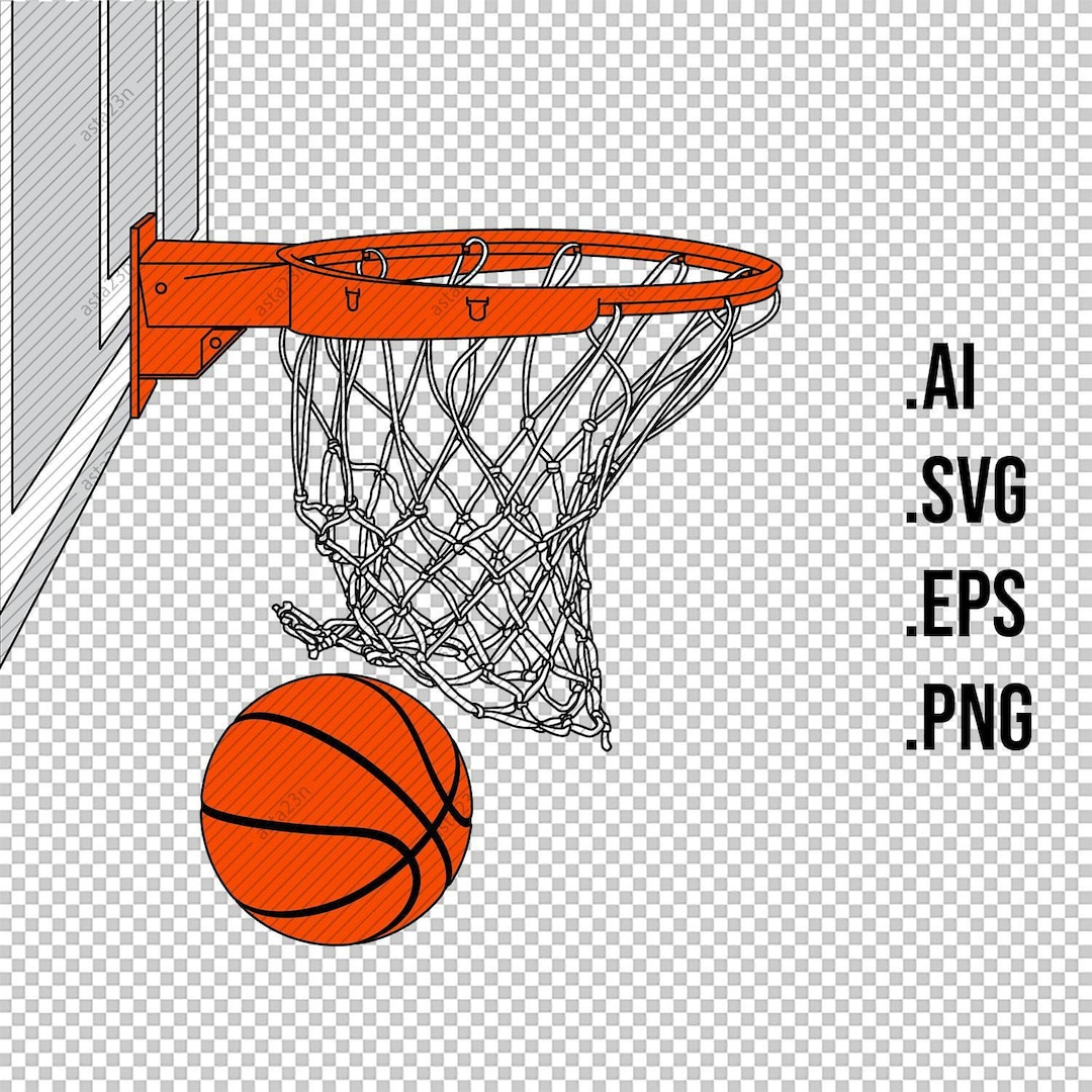 BASKETBALL SWISH Score, Orange Ball Through a Net, Hoop Rim, Single ...
