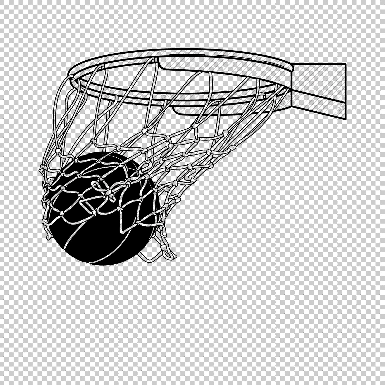 BASKETBALL SWISH Score, Orange Ball Through a Net, Hoop Rim ...