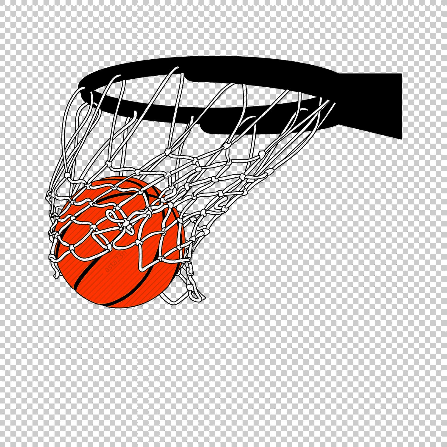 BASKETBALL SWISH Score, Orange Ball Through a Net, Hoop Rim ...