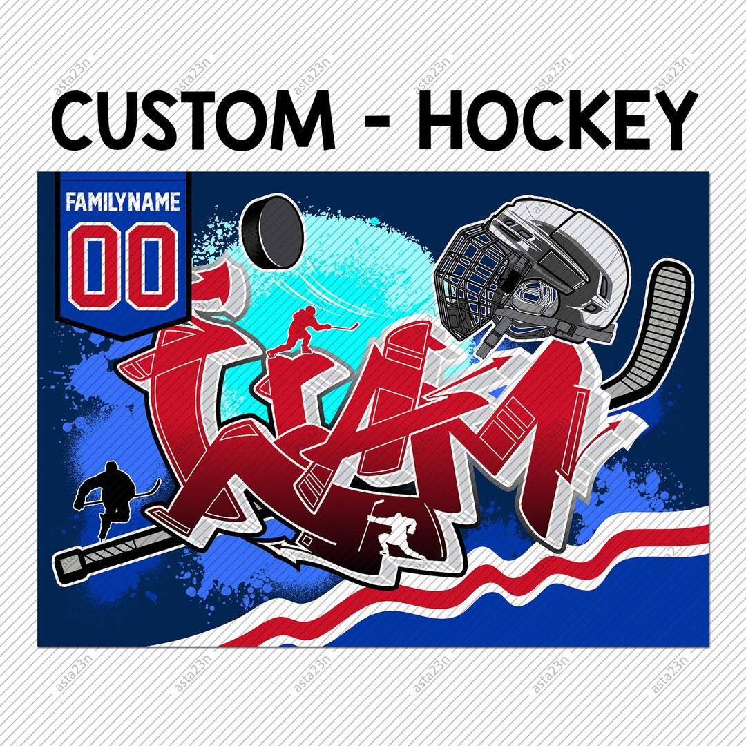 HOCKEY GRAFFITI POSTER Player's Room Decor, Personalized With Name ...