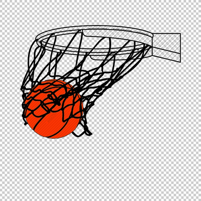 BASKETBALL SWISH Score, Orange Ball Through a Net, Hoop Rim ...