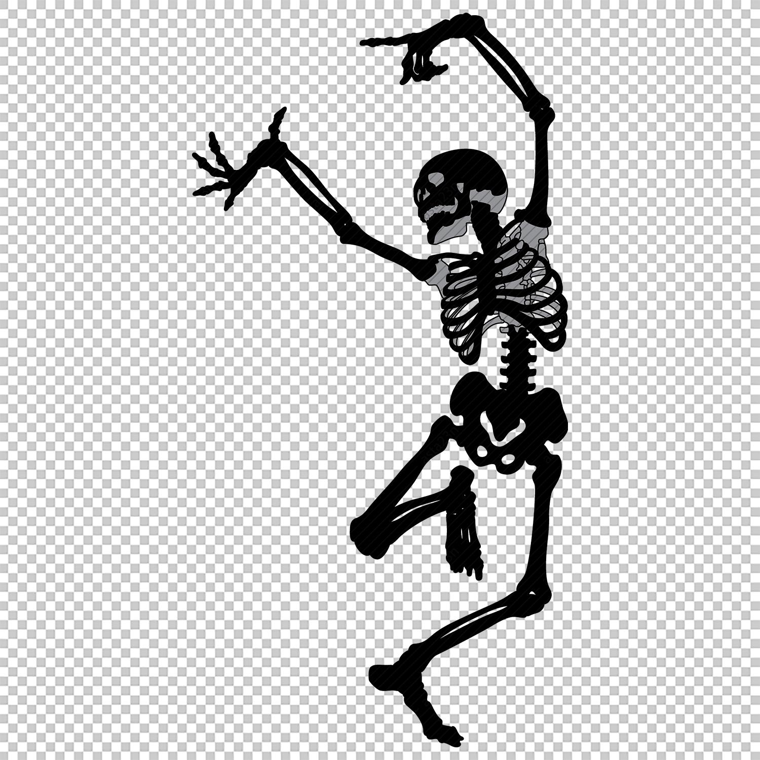 Dancing SKELETON Illustration, Bones Single Line Drawing, Digital ...