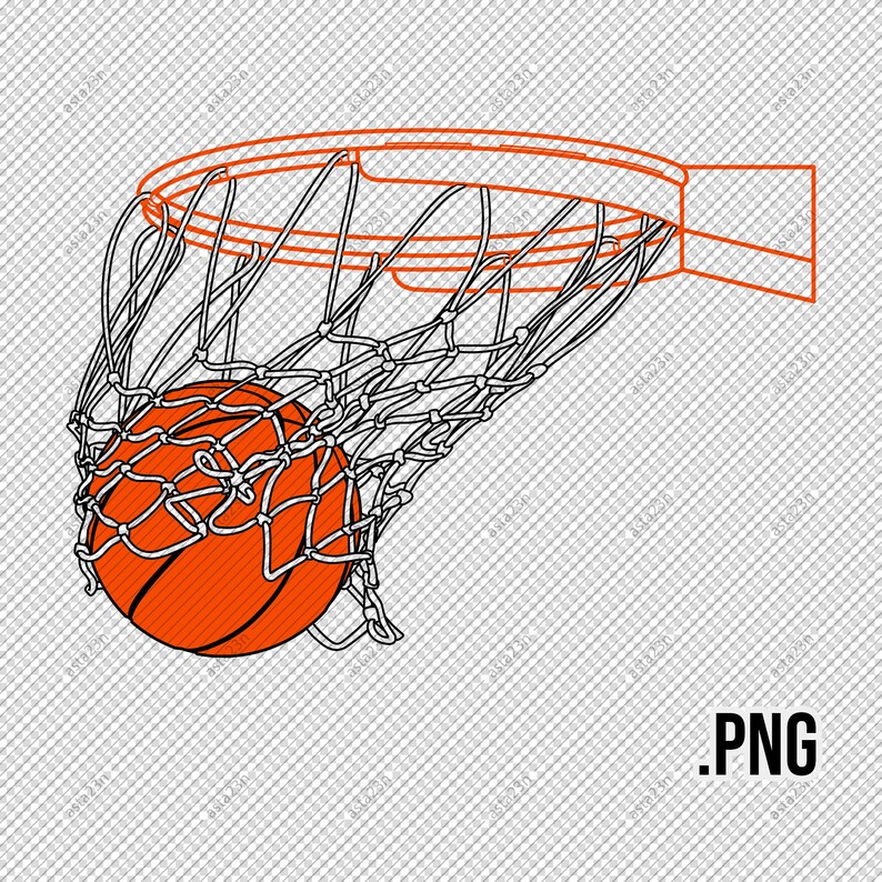 BASKETBALL SWISH Score, Orange Ball Through a Net, Hoop Rim ...