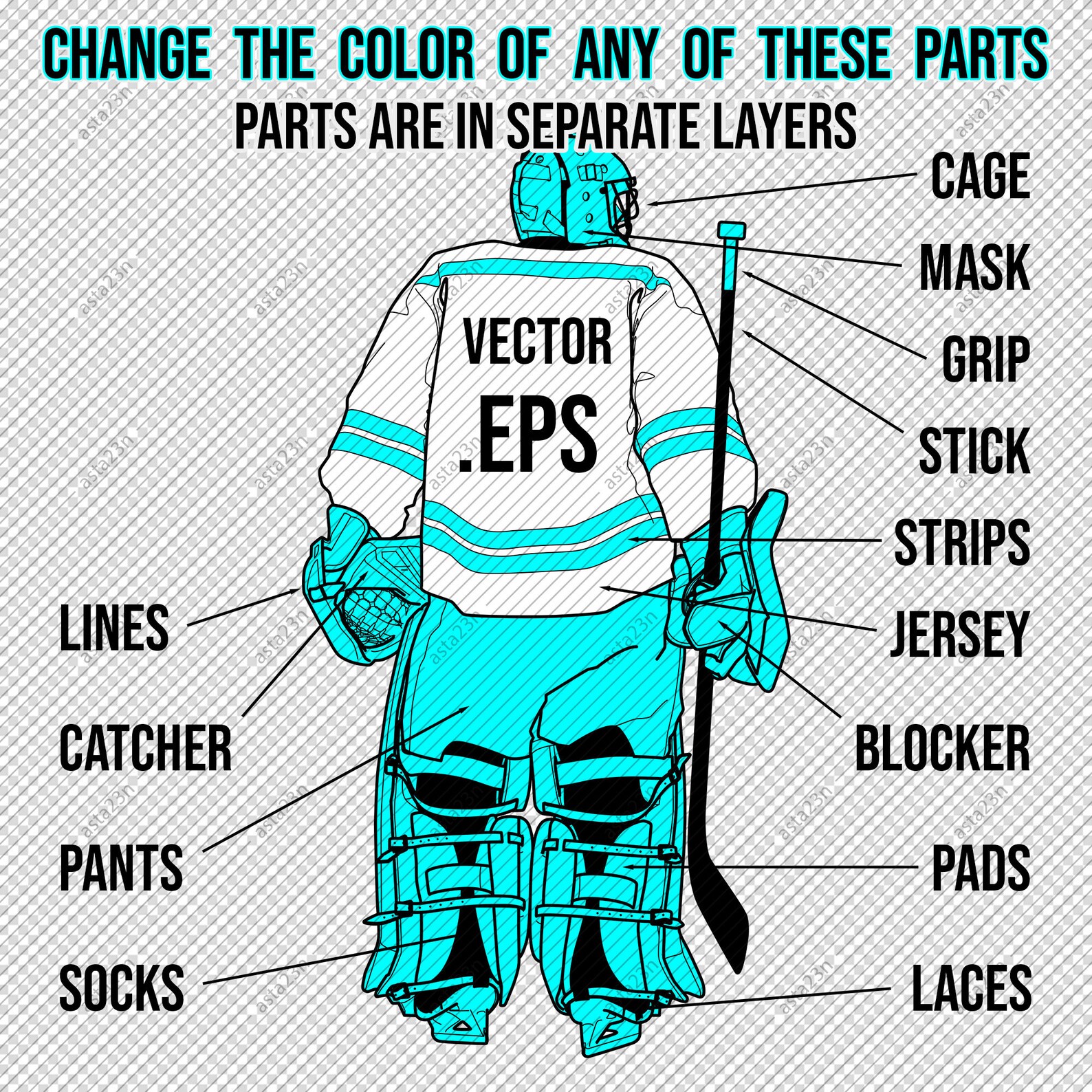 HOCKEY GOALIE From BEHIND, Vector Eps Svg Png Transparent, Goaltender ...
