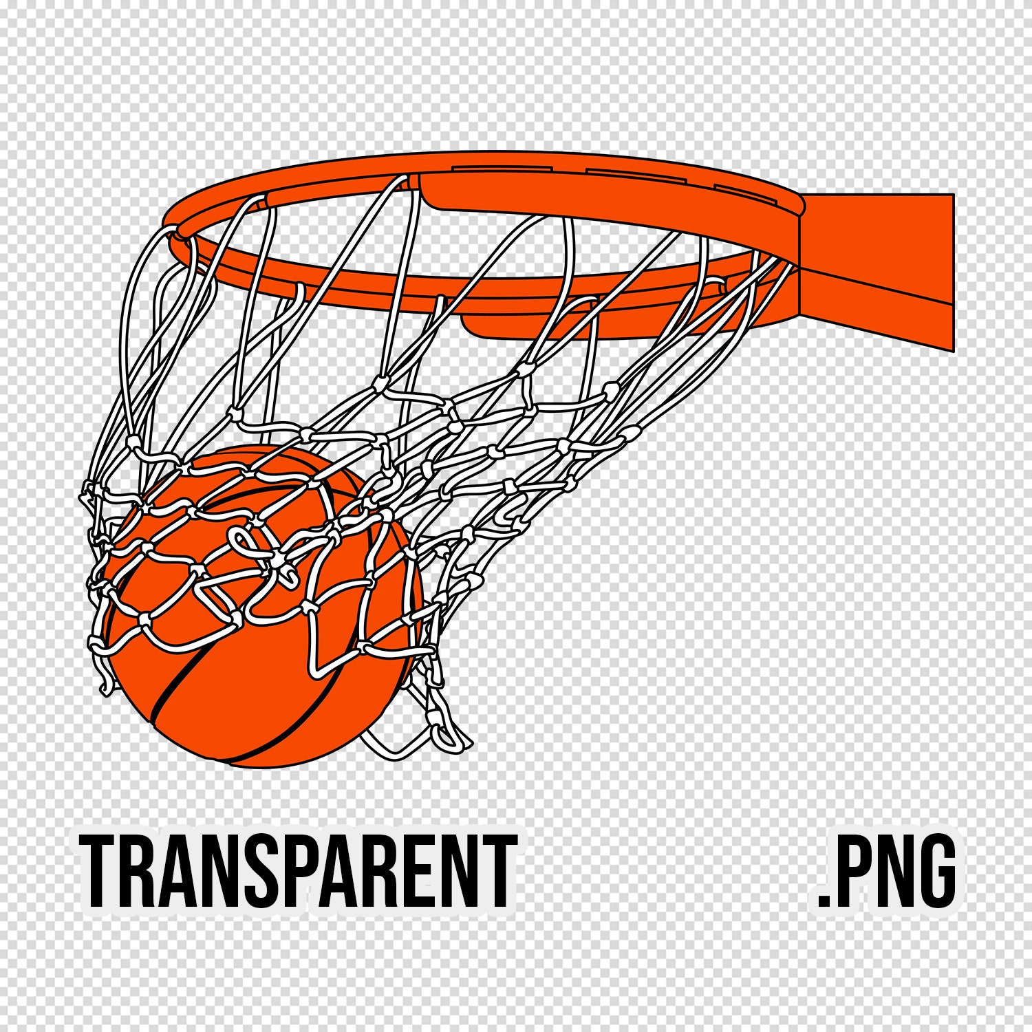 BASKETBALL SWISH Score, Orange Ball Through a Net, Hoop Rim ...