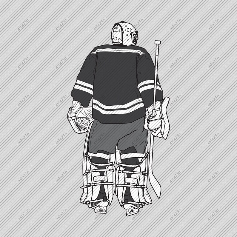 HOCKEY GOALIE Drawing From the Back, Goaltender, Tendy, Goaler, Net ...