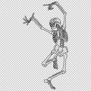 Dancing SKELETON Illustration, Bones Single Line Drawing, Digital ...