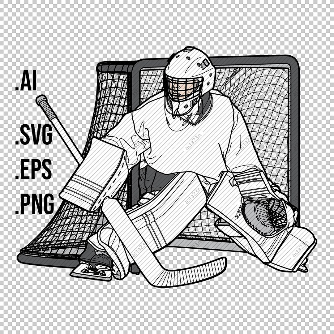 Hockey Kid GOALIE, Youth Hockey Goalkeeper, Goaltender in Net, Front ...