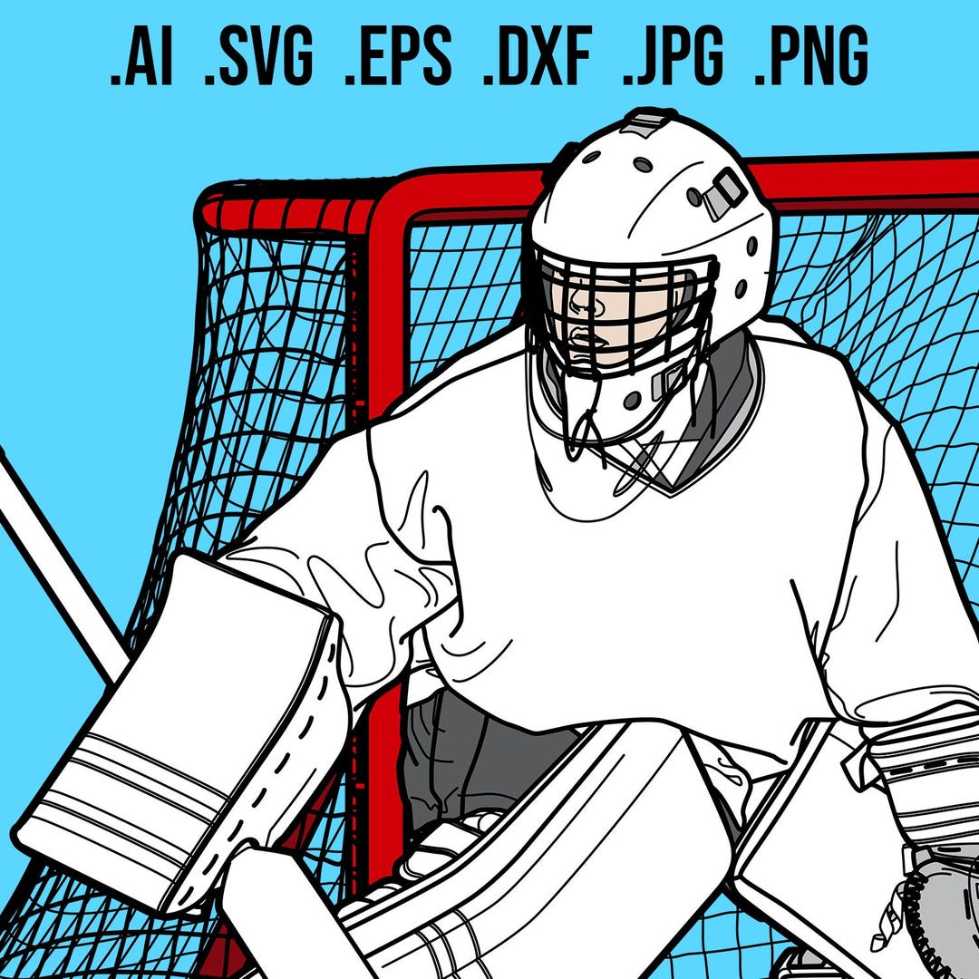 Hockey GOALIE in GOAL NET, Front View Goalkeeper, Goaltender, Youth ...
