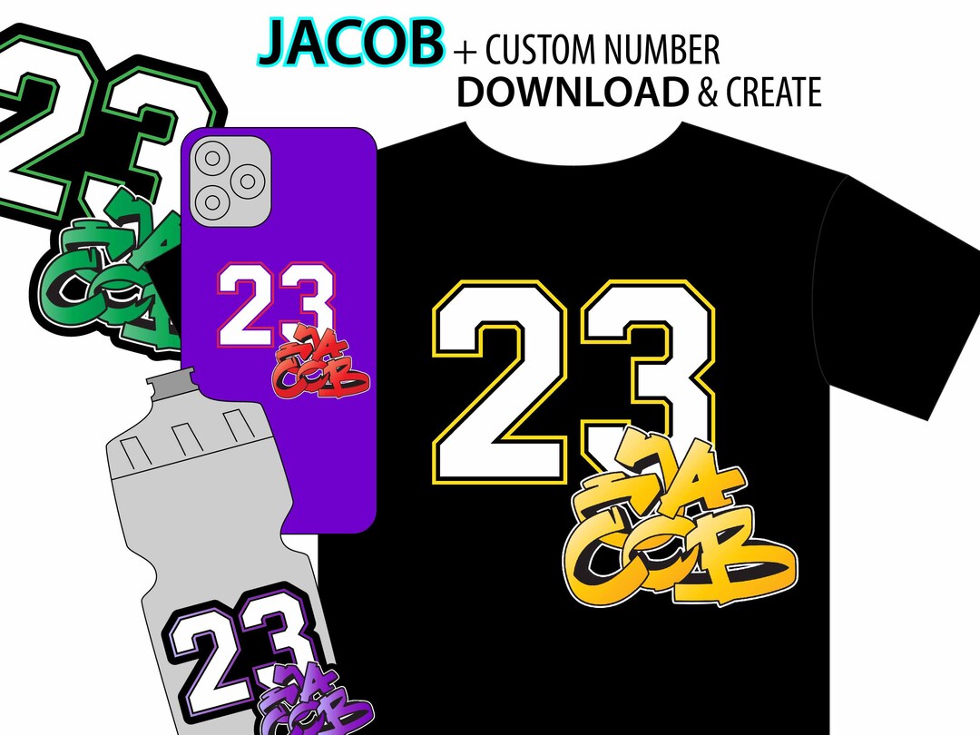 JACOB Graffiti Name With CUSTOM Team Roster NUMBER Digital - Etsy