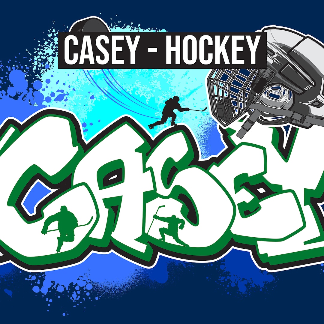CASEY Ice HOCKEY Graffiti NAME Poster, Sticker, Personalized Hockey ...