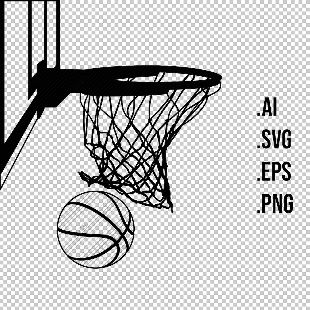 BASKETBALL SWISH Score, Ball Through a Net, Hoop Rim, Single Line ...