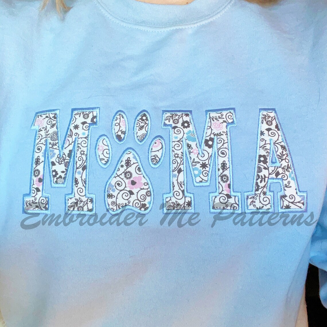 Mama Applique Embroidery Design, Paw Print Design, Satin Stitch Design ...