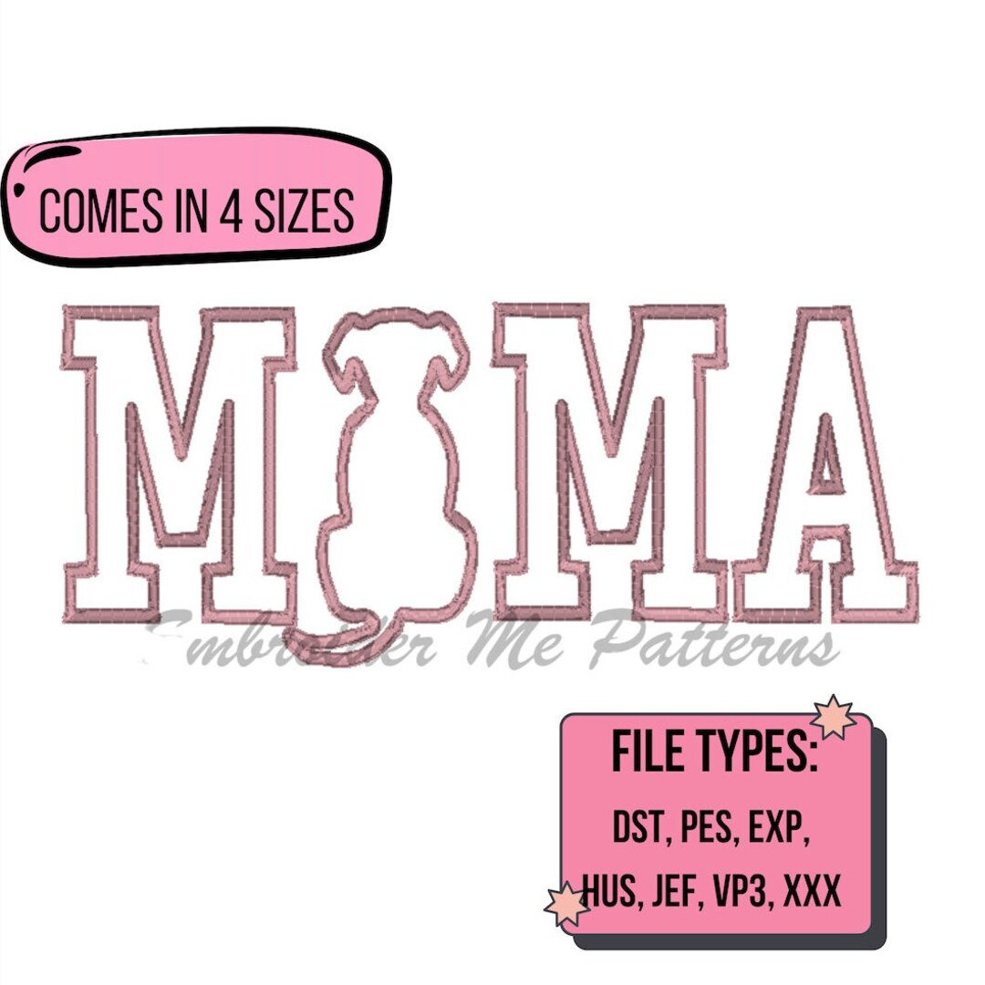 Dog Mom Embroidery Design, Applique Design, Satin Stitch, Dog Mom ...