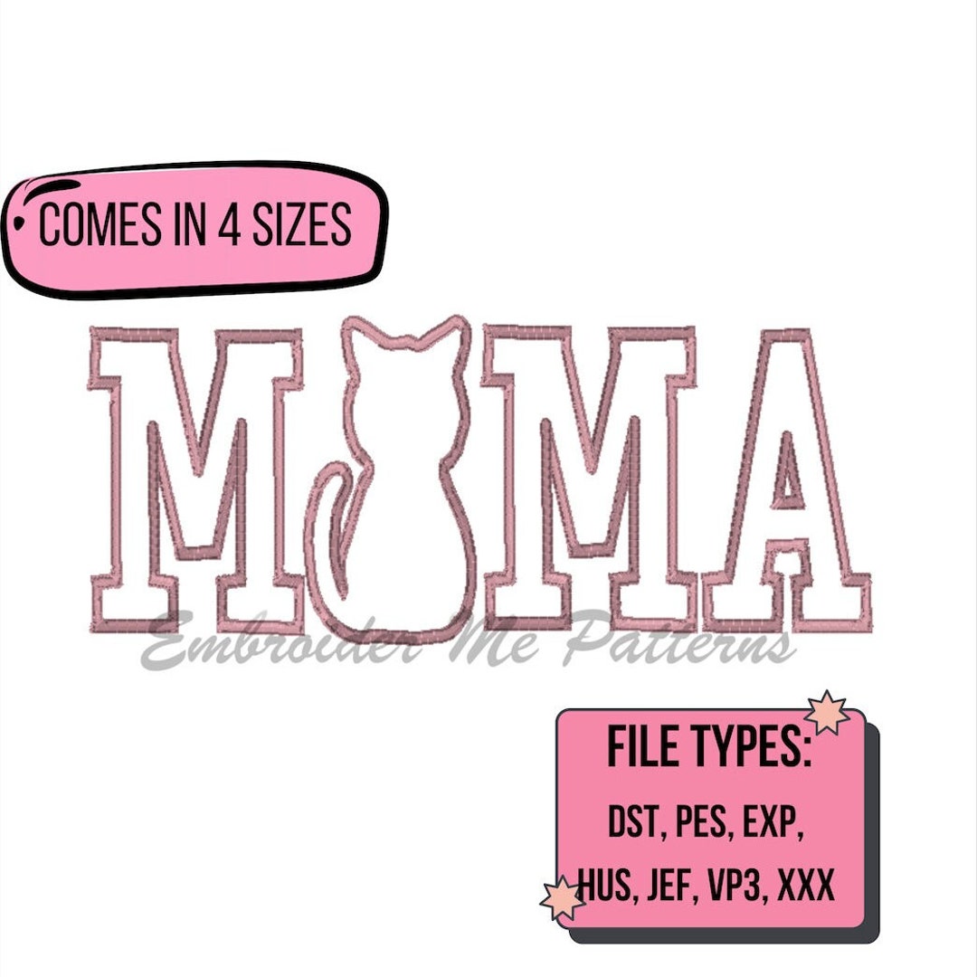 Cat Mom Embroidery Design, Applique Design, Satin Stitch, Dog Mom ...