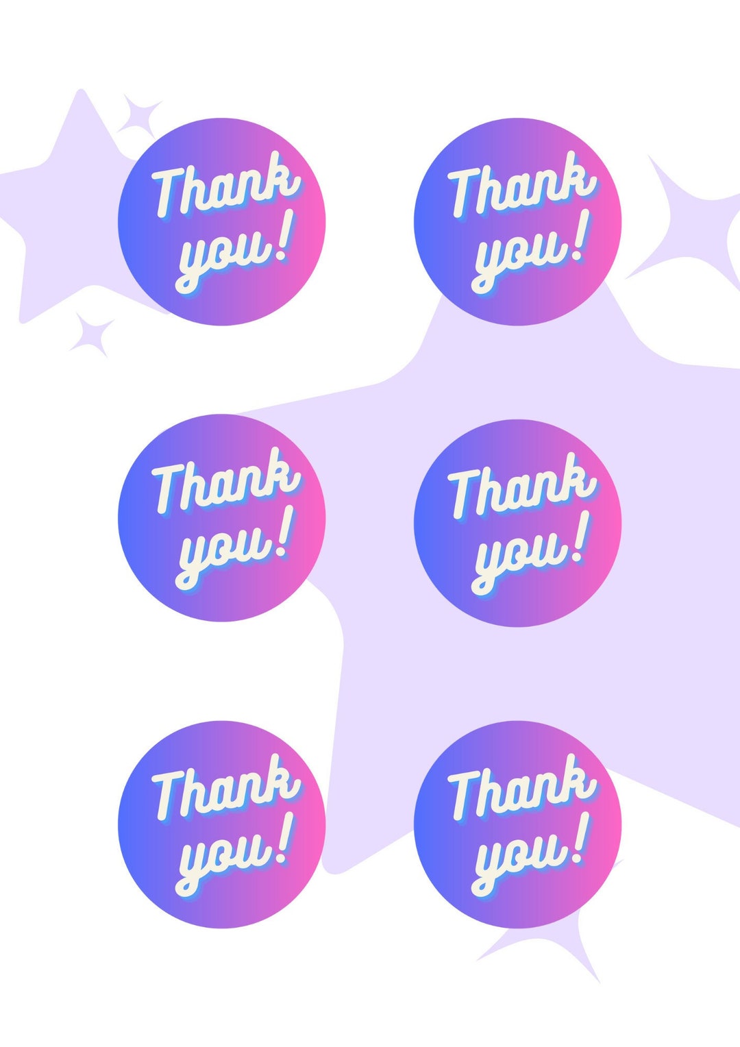 Thank You Stickers Pack. 72 Printable Round Labels. Downloadable PDF ...