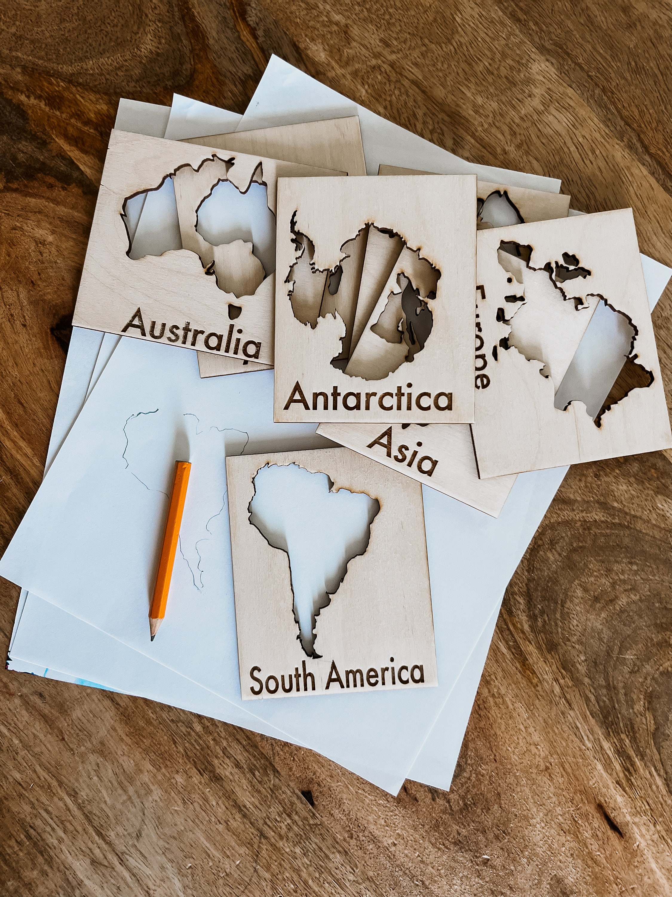 Montessori Continents Stencils, World Continents, World Map, Montessori ...