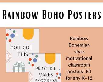 Boho Rainbow Affirmation Posters Social Emotional Learning Classroom ...