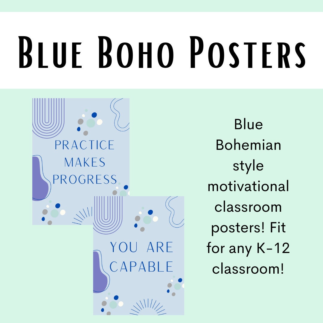 Blue Boho Classroom Posters - Etsy