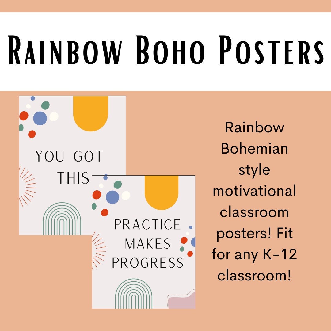 Rainbow Boho Themed Classroom Posters - Etsy