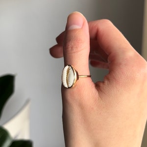 Handmade Cowrie Shell Ring, Puka Shell Ring, Sterling Silver, 14k Gold ...