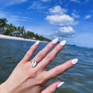 Handmade Cowrie Shell Ring, Puka Shell Ring, Sterling Silver, 14k Gold ...