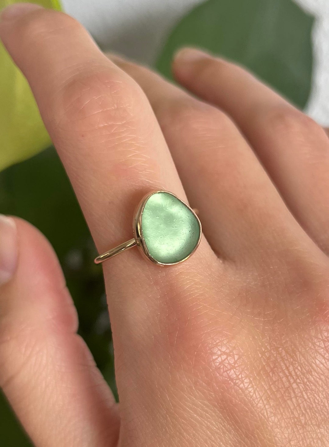 Gold Sea Glass Ring - Etsy