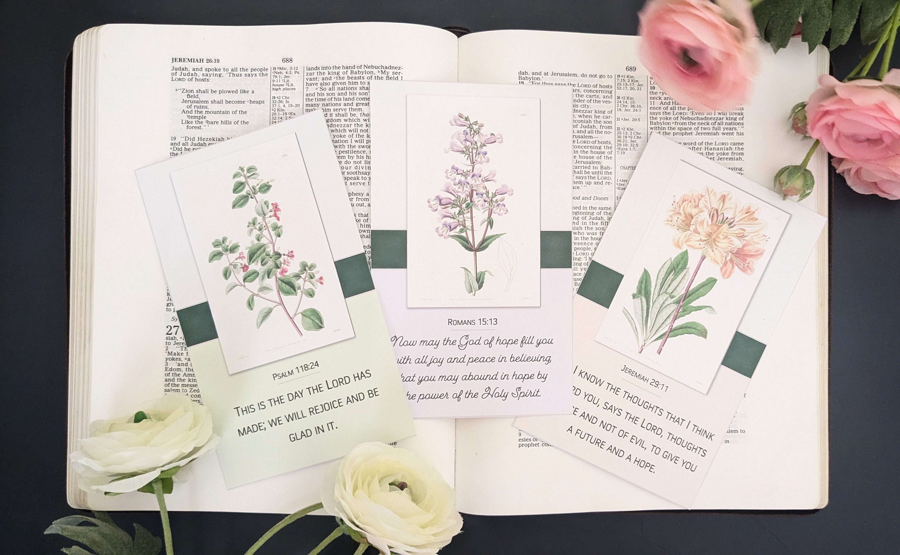 Vintage Flower Bible Cards Joy and Hope Bible Verses Mindset Scriptures ...