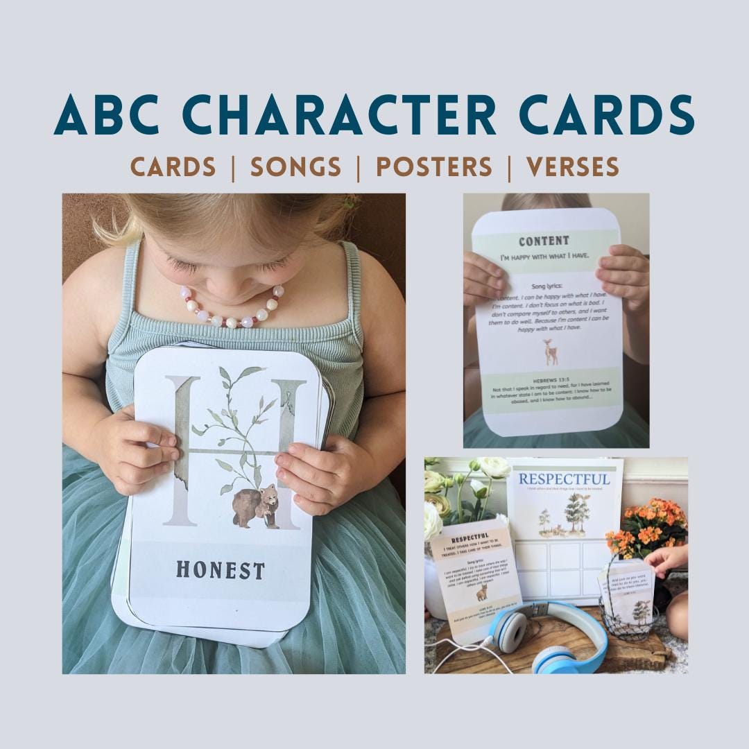 Alphabet Character Traits Cards| Morning Basket Cards| Alphabet Bible ...