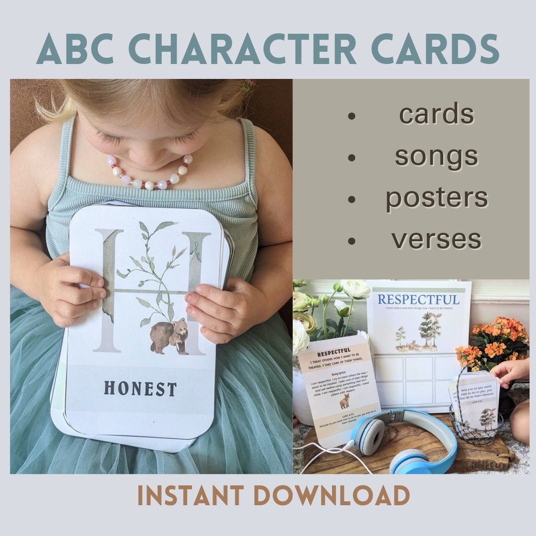 Alphabet Character Traits Cards Morning Basket Cards - Etsy