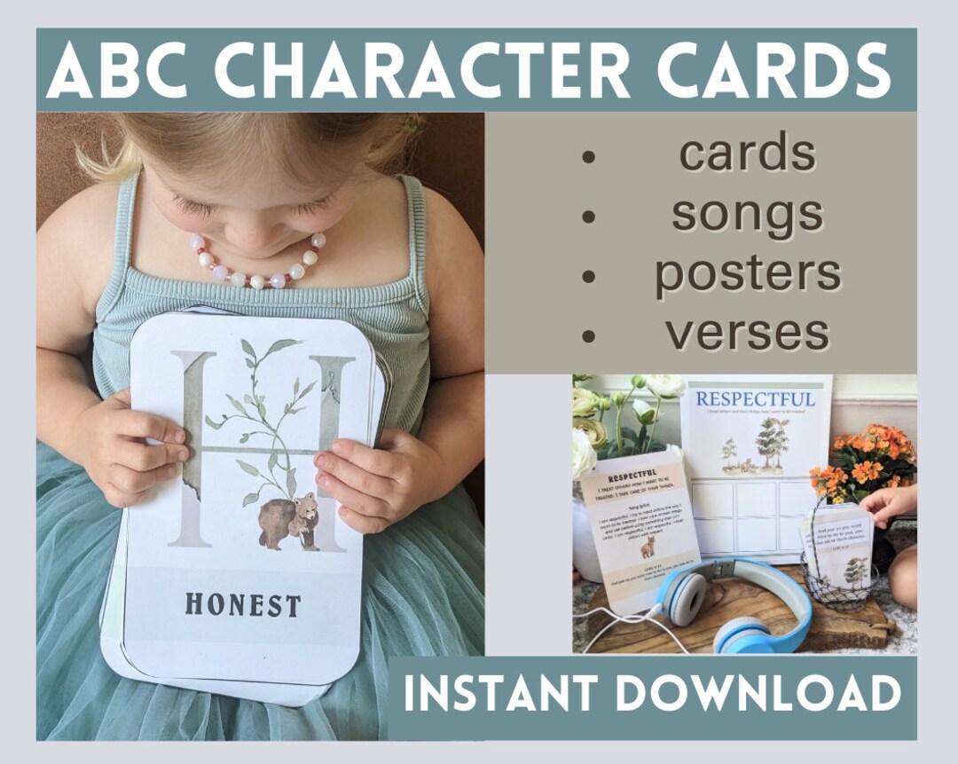 Alphabet Character Traits Cards Morning Basket Cards Alphabet Bible ...