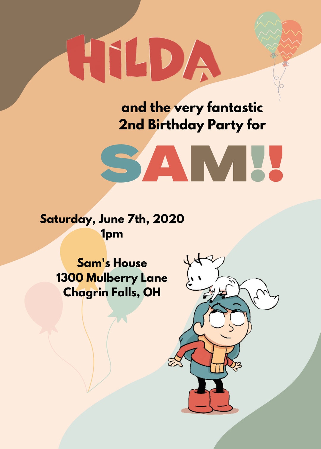Editable Hilda Kids Birthday Invitation Netflix Theme - Etsy