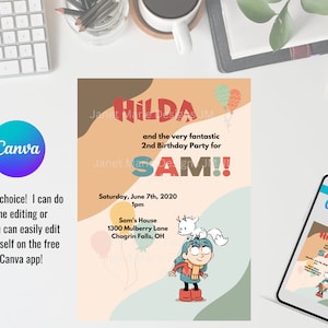 Editable Hilda Kids Birthday Invitation ~ Netflix Theme Birthday Invite ...