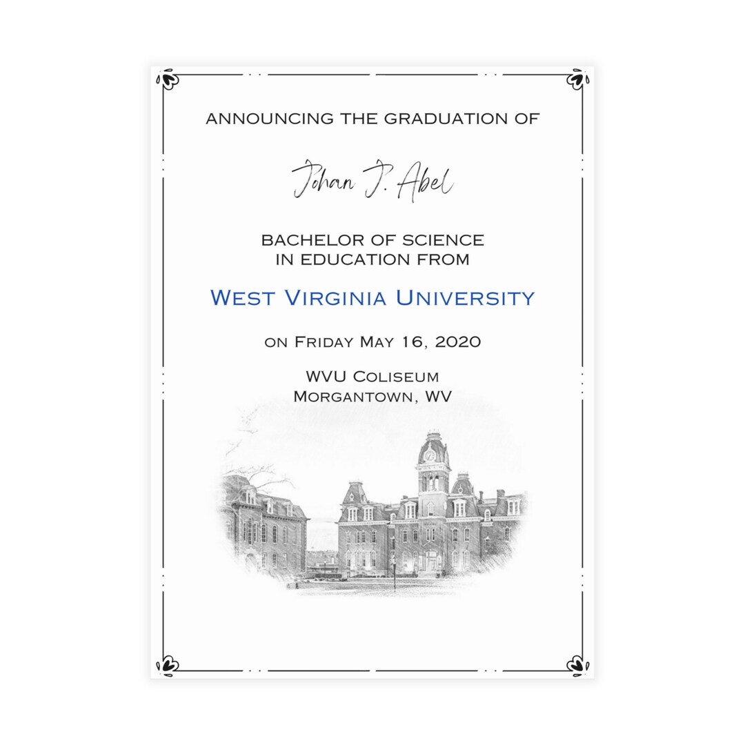 West Virginia University WVU Personalized Customized Graduation ...